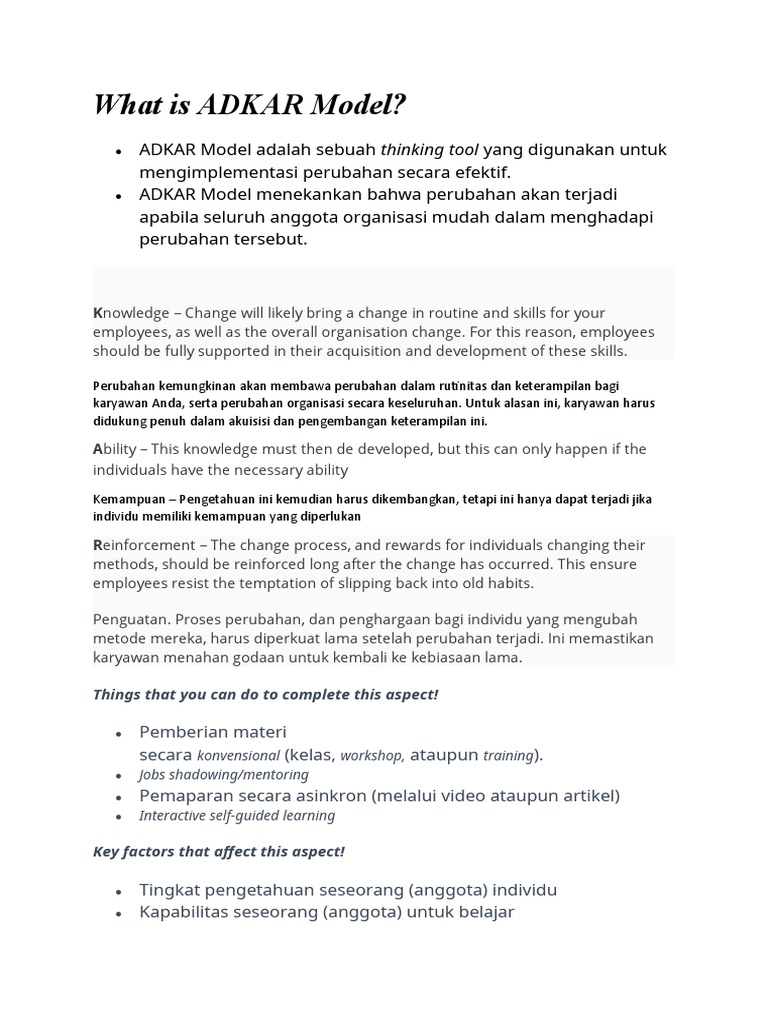 What Is ADKAR Model | PDF
