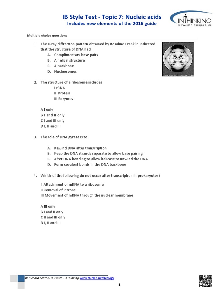 07 Nucleic Acids Test | PDF | Dna | Messenger Rna