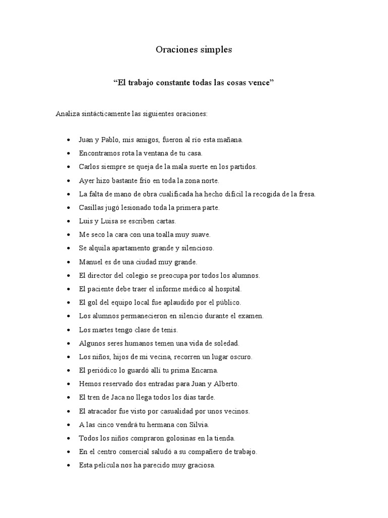 Oraciones Simples | PDF