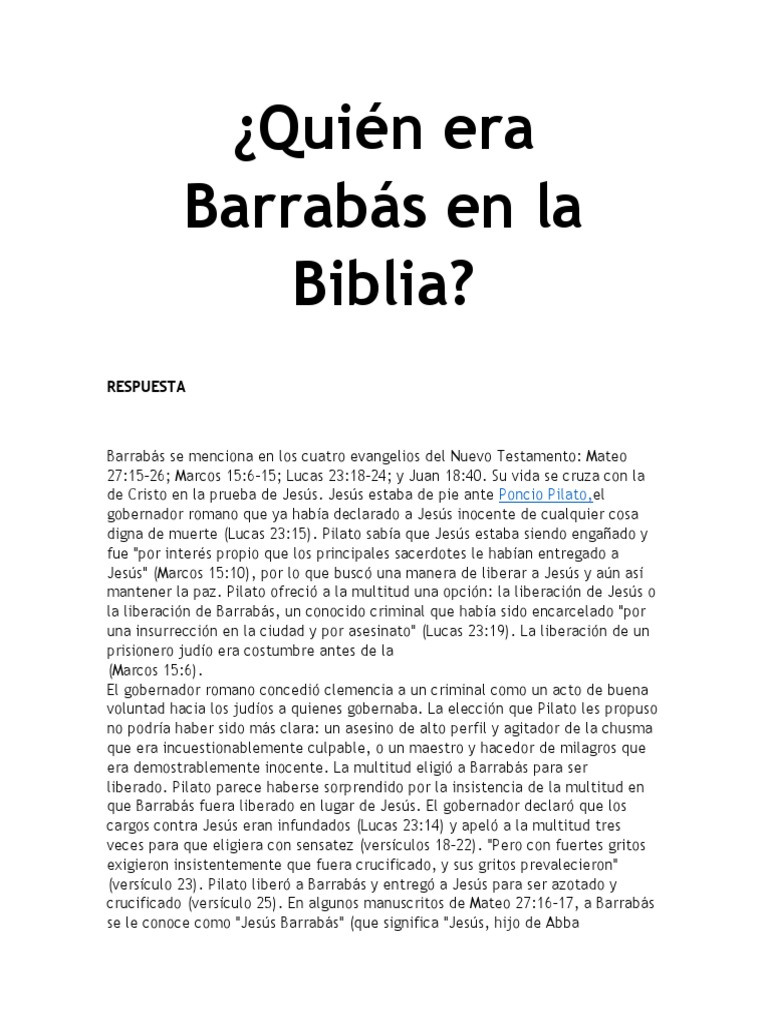 Barrabás en la Biblia: Historia y Significado | PDF | Barrabás | Jesús