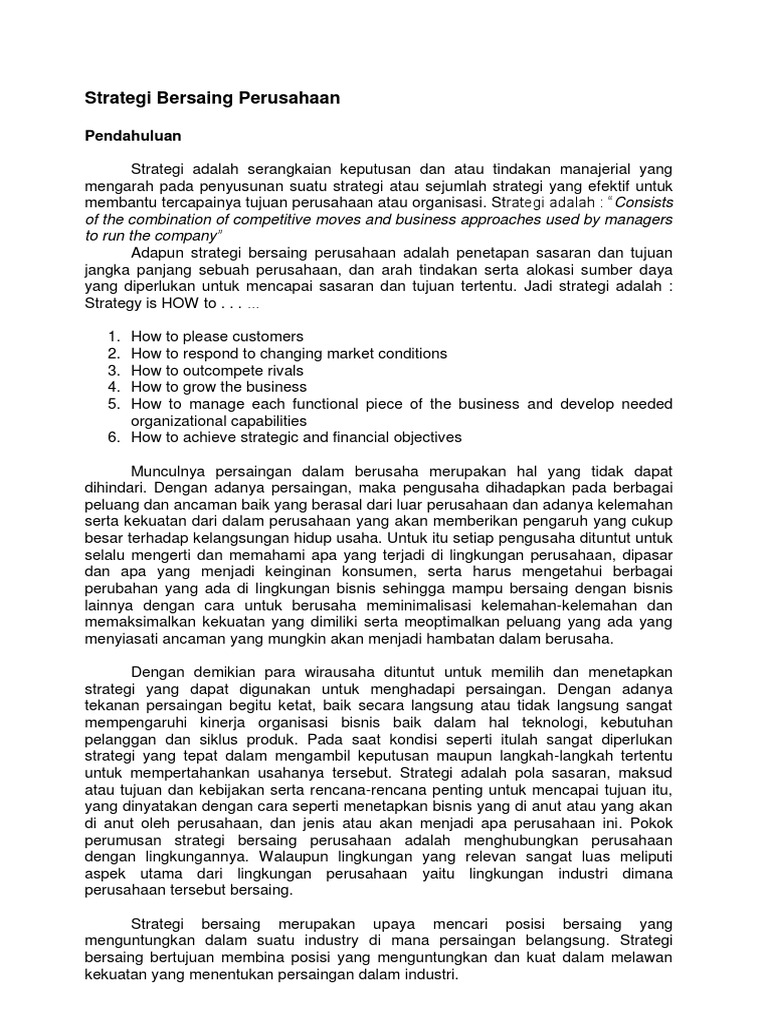 Strategi Bersaing Perusahaan Efektif | PDF