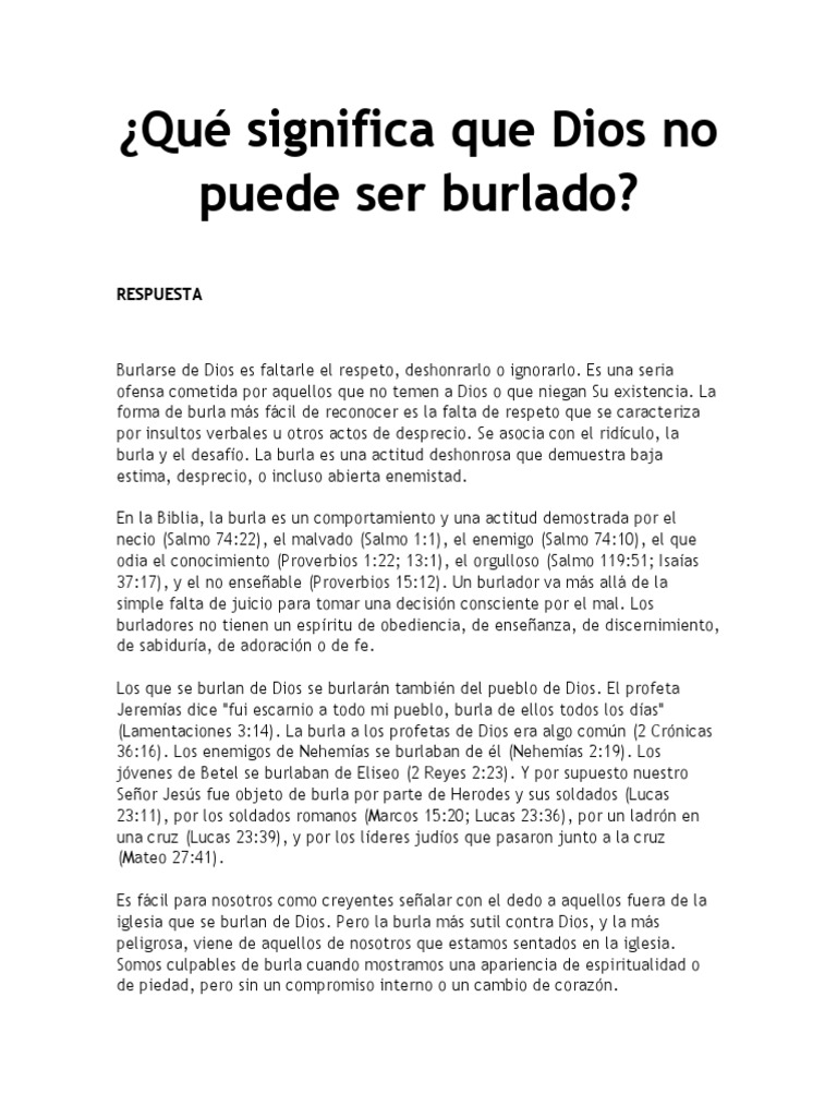 Qué Significa Que Dios No Puede Ser Burlado | PDF | Pecado | Dios