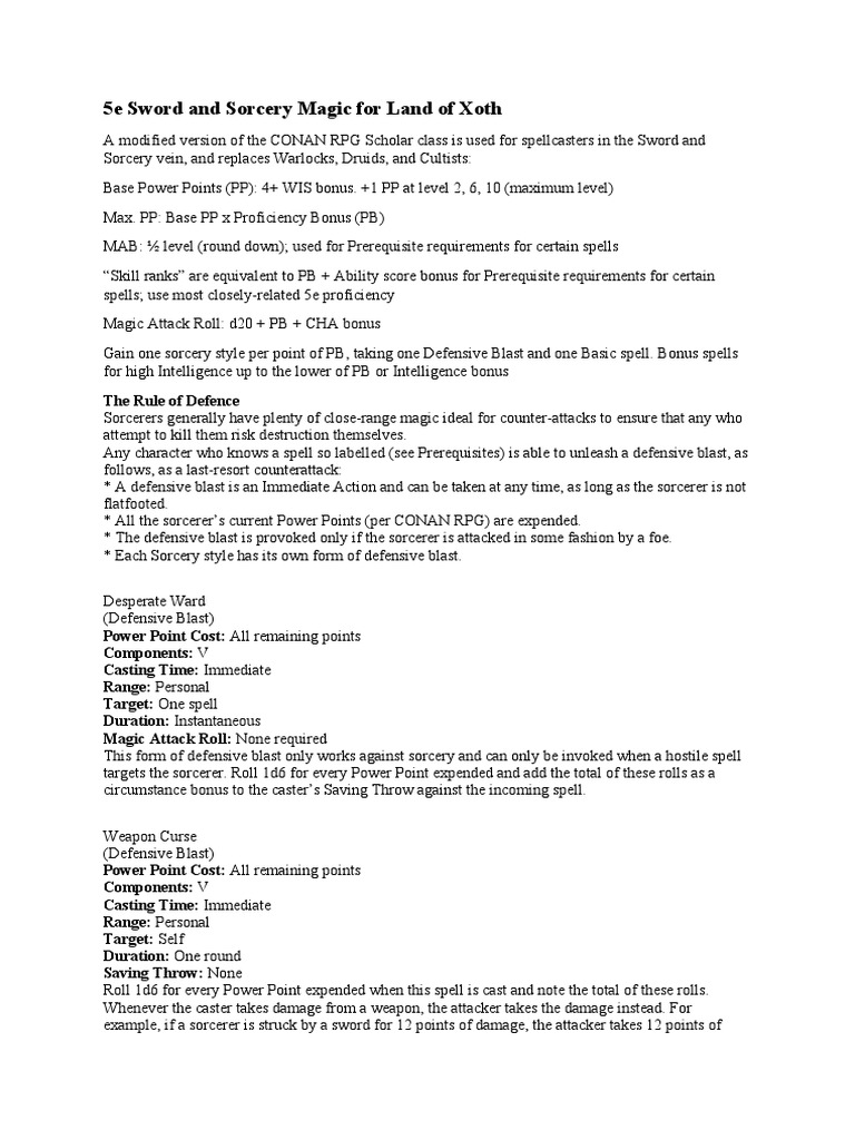 Sword and Sorcery 5e | PDF | Magician (Fantasy)