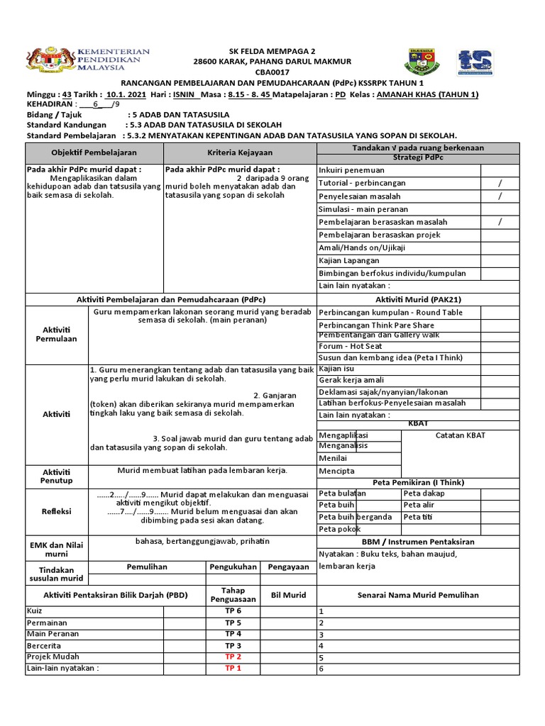 RPH Ts25 Isnin 10 Jan 22 | PDF