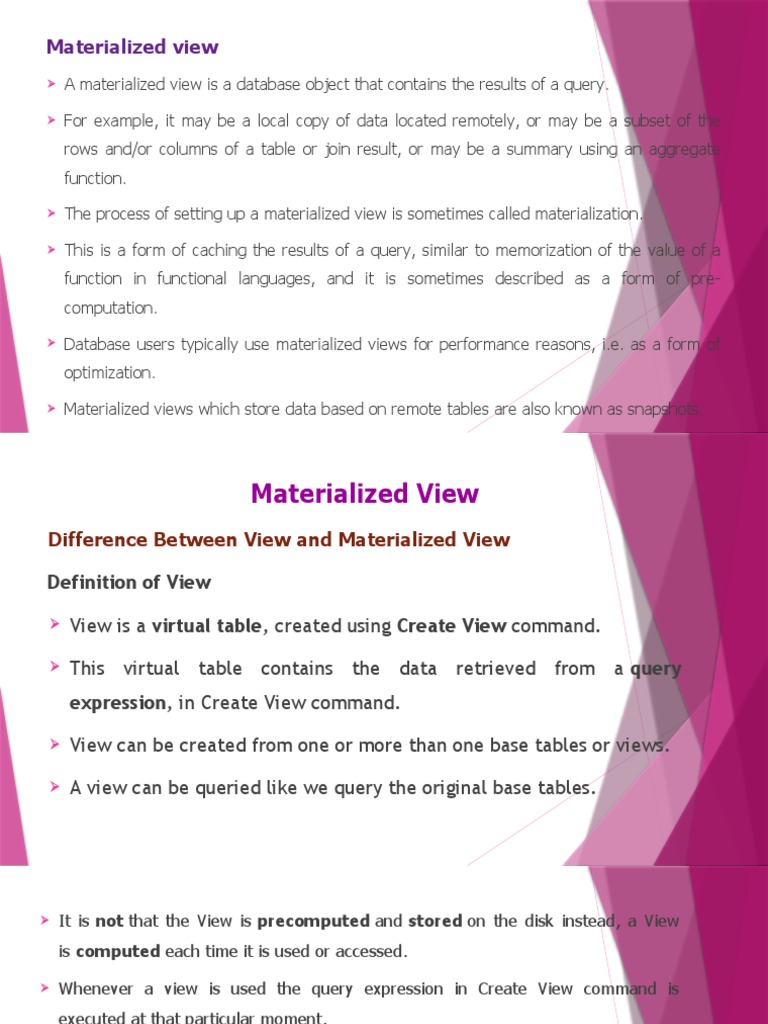 Materialized View | PDF | Databases | Replication (Computing)