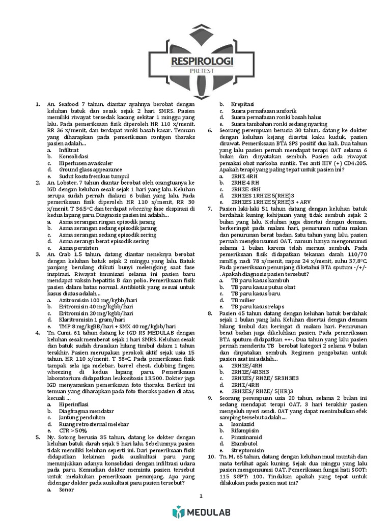 1 Pre Test Respi Peserta | PDF