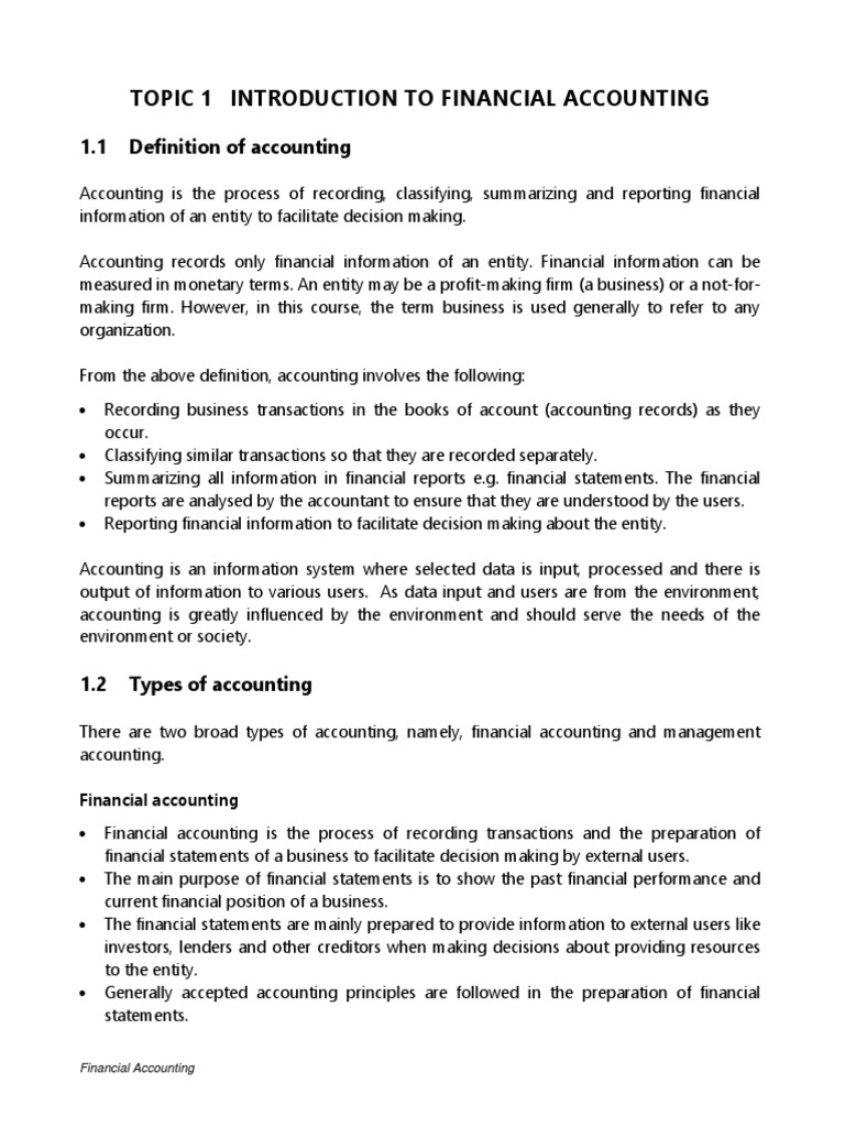Introduction To Financial Accounting | PDF | Historical Cost ...