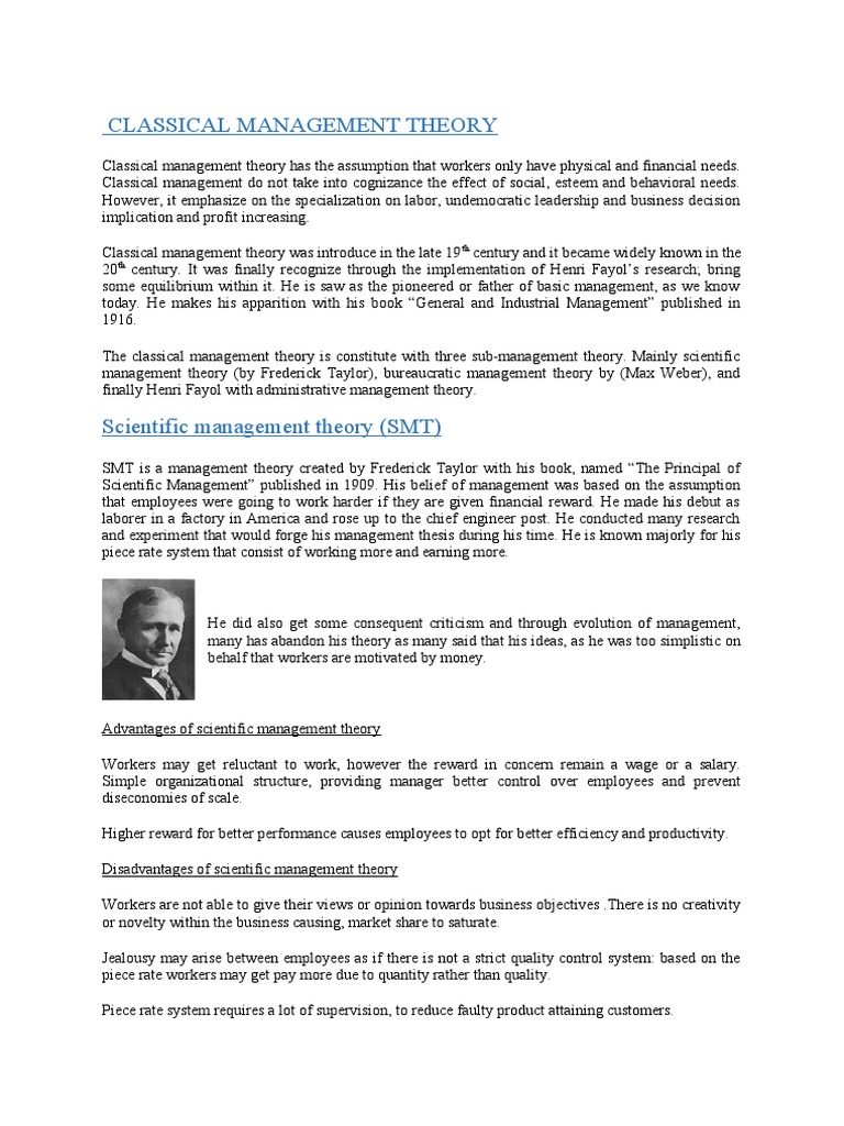 Overview of Classical Management Theory | PDF | Leadership | System