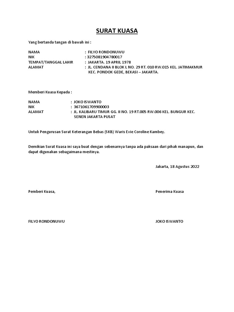 Surat Kuasa SKB | PDF