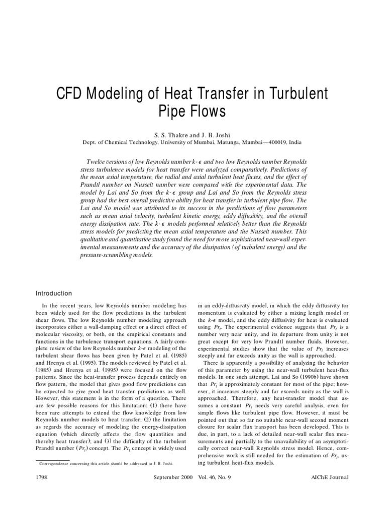 CFD Modeling of Heat Transfer in Turbulent Pipe Flows | PDF | Turbulence | Fluid Dynamics