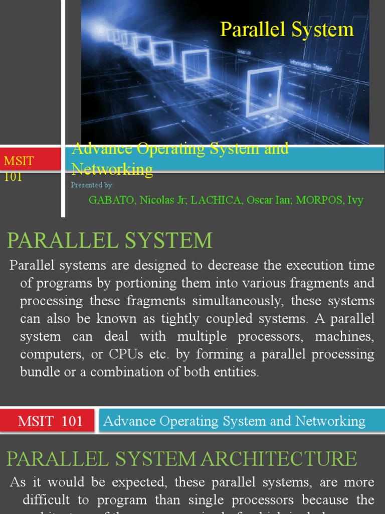 Overview of Parallel Systems | PDF | Central Processing Unit | Parallel ...