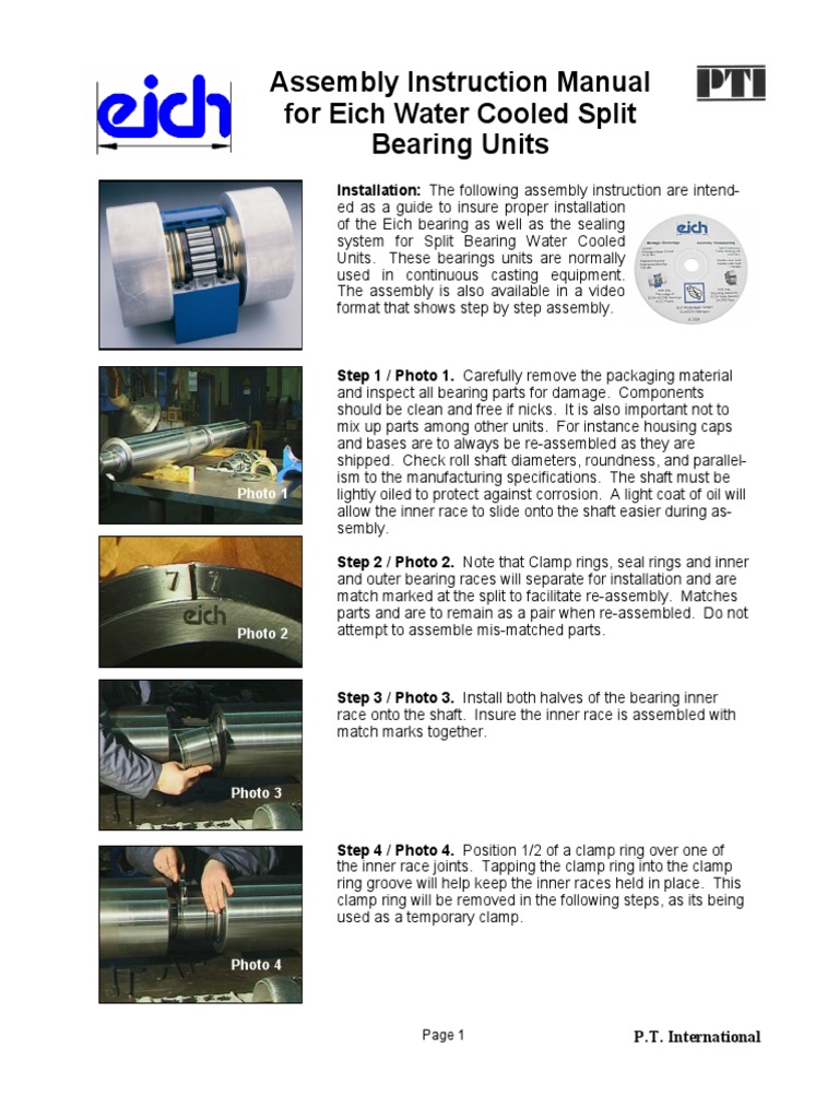 Eich Split Bearing Installation Guide | PDF | Bearing (Mechanical ...