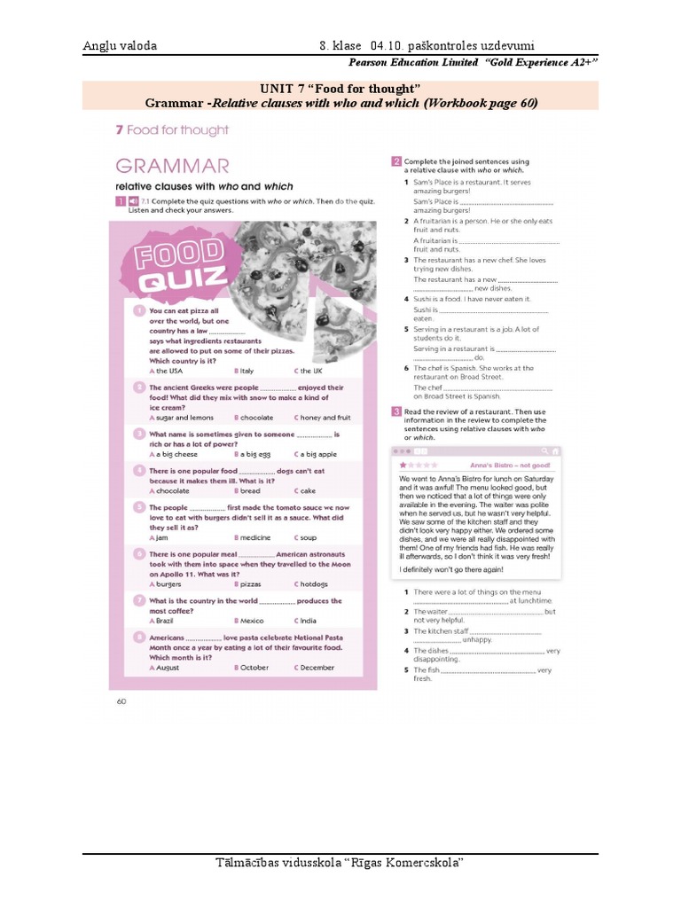 22-11-14-8kl-Unit 7 Food | PDF