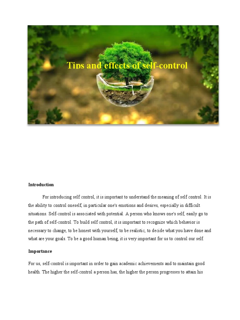Self-Control Importance and Benefits | PDF | Self-Management | Self Control