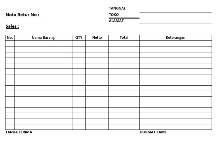 Nota Retur Barang Toko | PDF