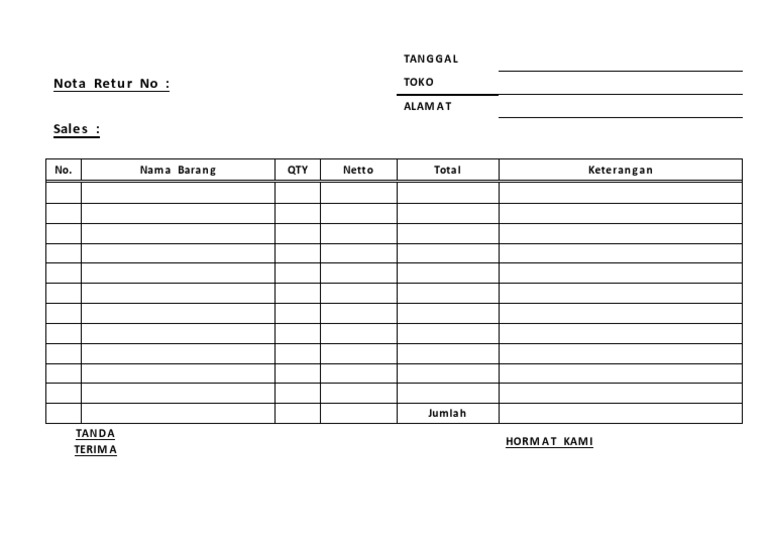 Template Nota Retur | PDF