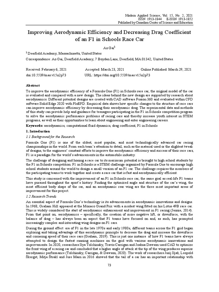 Improving Aerodynamic Efficiency and Decreasing Drag | PDF | Formula ...