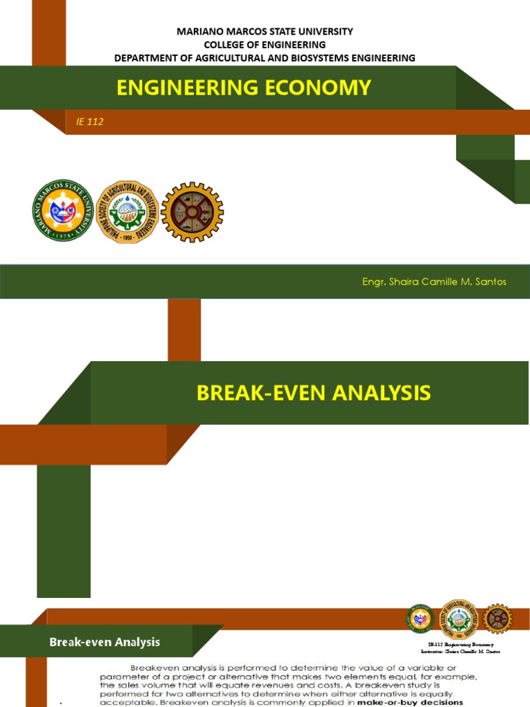 IE 112 Break Even Analysis BC Ratio | PDF | Economies | Business