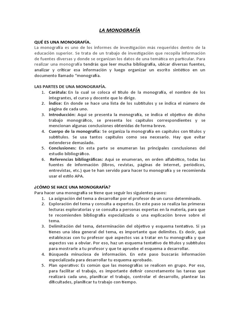 Elaborar Monografía | PDF | Bibliografía | Información