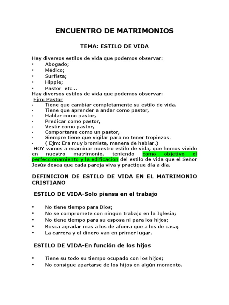 Estilo de Vida Matrimonial | PDF | Jacob | Matrimonio
