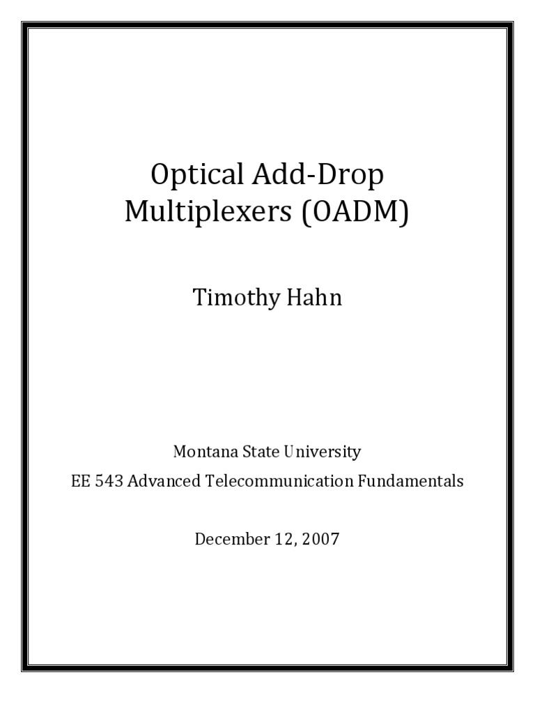 Optical Add Drop | PDF | Network Switch | Wavelength Division Multiplexing
