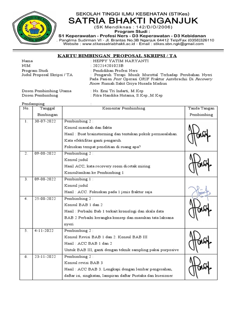 Kartu Bimbingan Proposal | PDF
