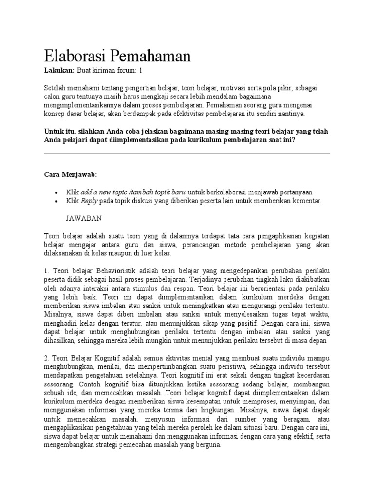 Elaborasi Pemahaman | PDF | Karier & Perkembangan