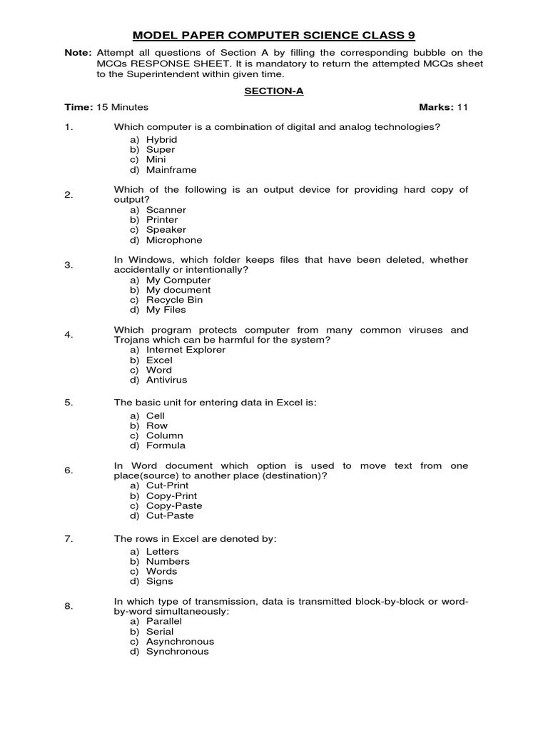 Computer Science Model Paper | Download Free PDF | Computer File ... Computer Science Model Paper | Download Free PDF | Computer File ...