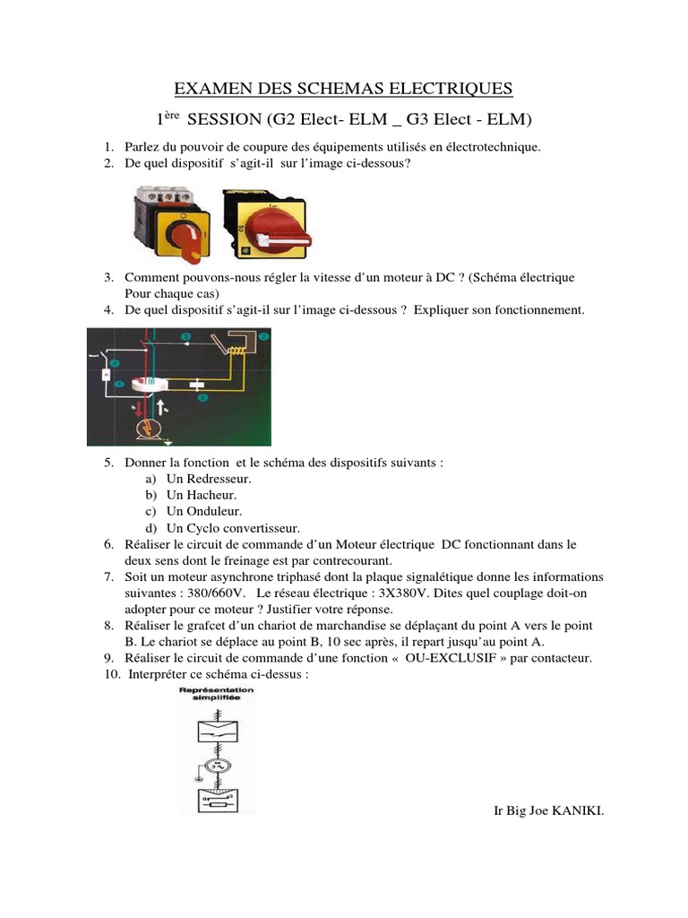 Examen des Schémas Électriques 2024 | PDF