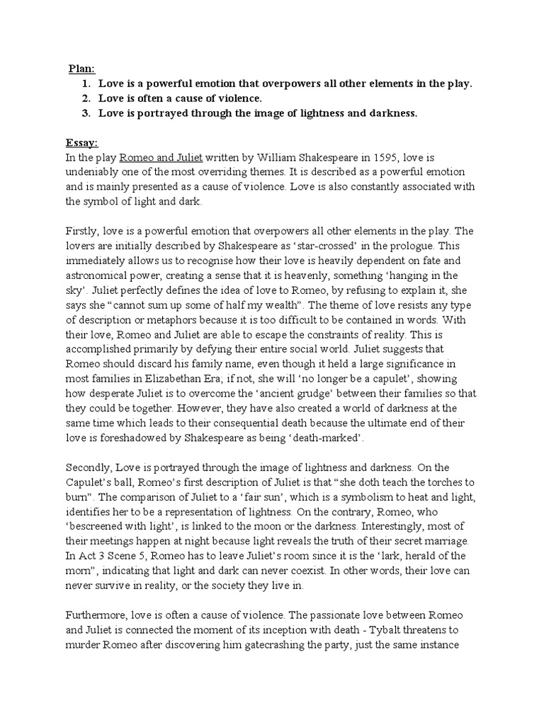 Essay On Love in R&J | Download Free PDF | Romeo And Juliet ...