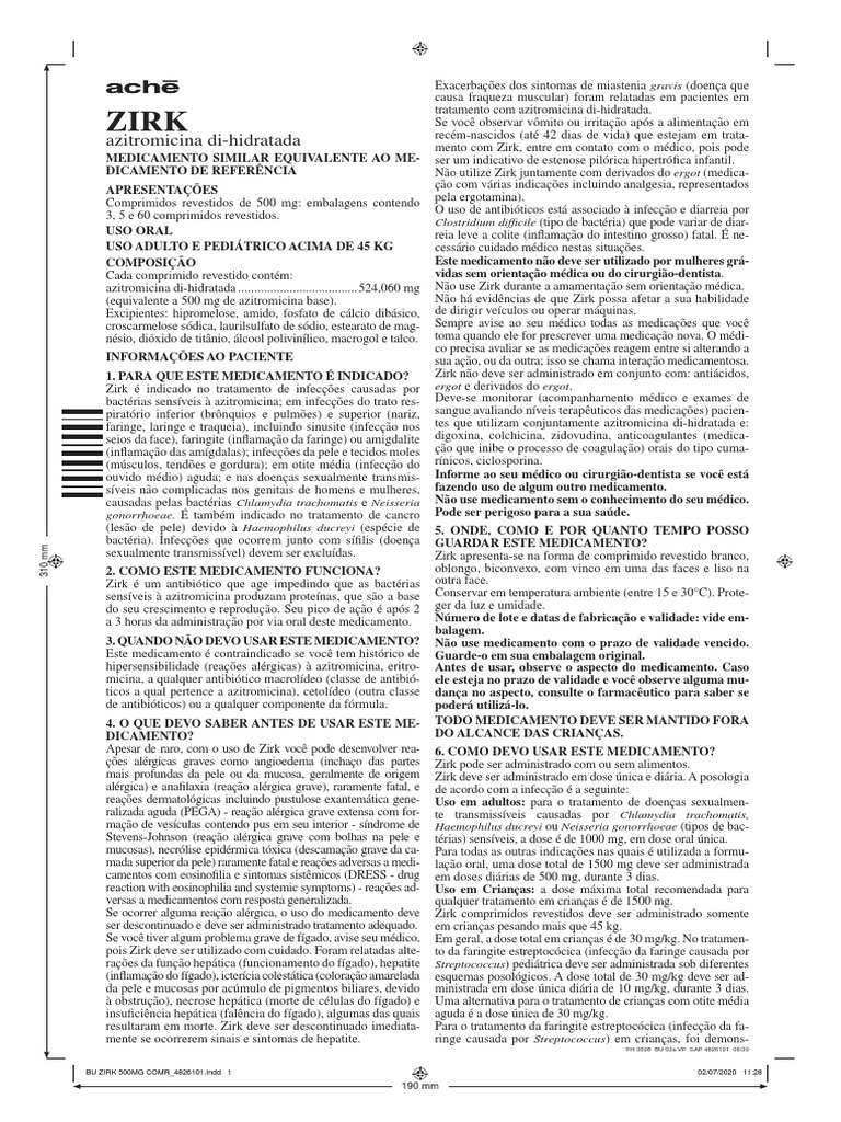 Bula Paciente Zirk | PDF | Infecção | Hepatite