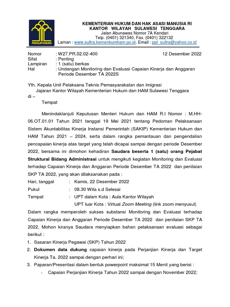 Surat Monev Tw4 | PDF