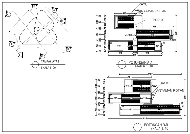 Contoh Gambar Potongan Furniture Coffee Table DWG Autocad PDF | PDF