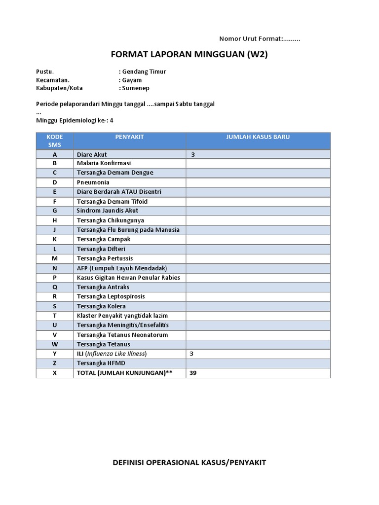 DO Penyakit Dan Format W2 EWARS | PDF