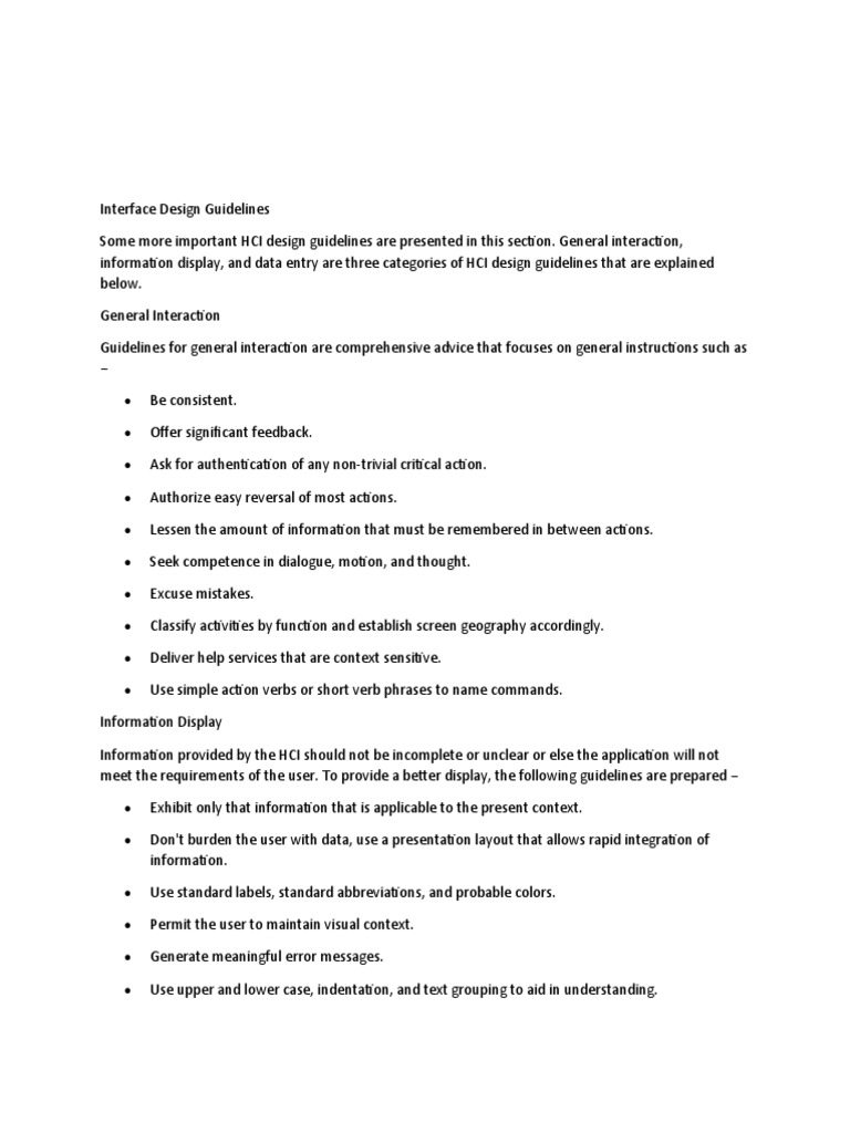 Interface Design Guidelines | PDF | Human–Computer Interaction ...