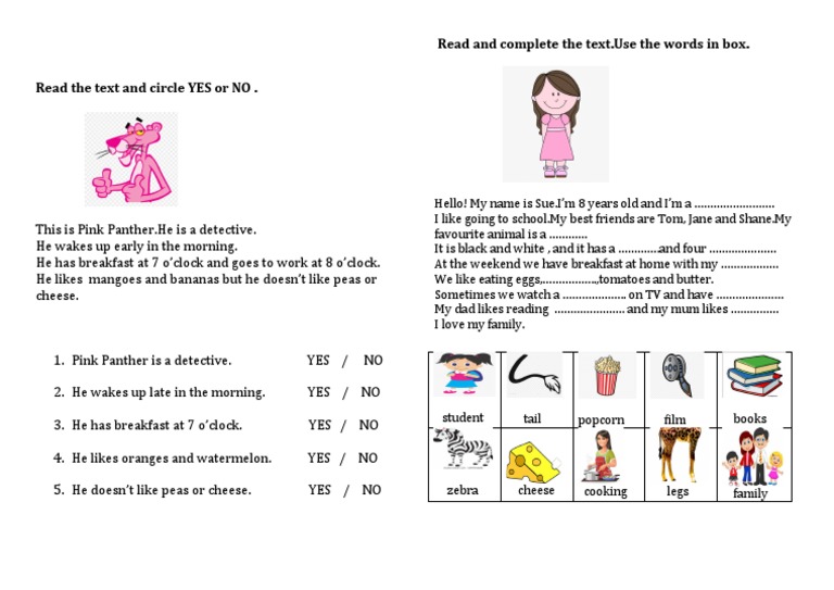 Simple Yes No Question And Reading Comprehension Information Gap
