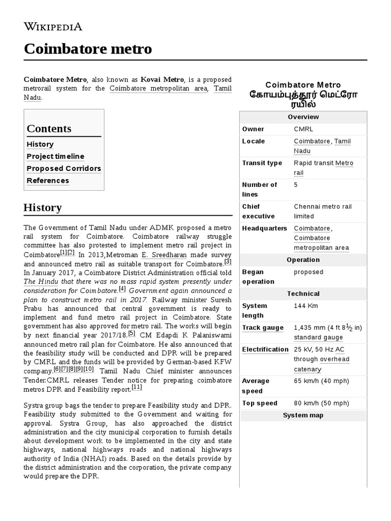 Coimbatore Metro | PDF | Transport | Rail Transport