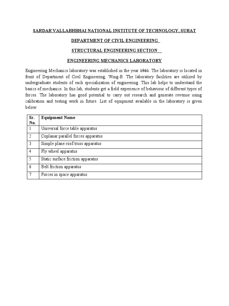 Engineering Mechanics Lab | PDF | Science & Mathematics