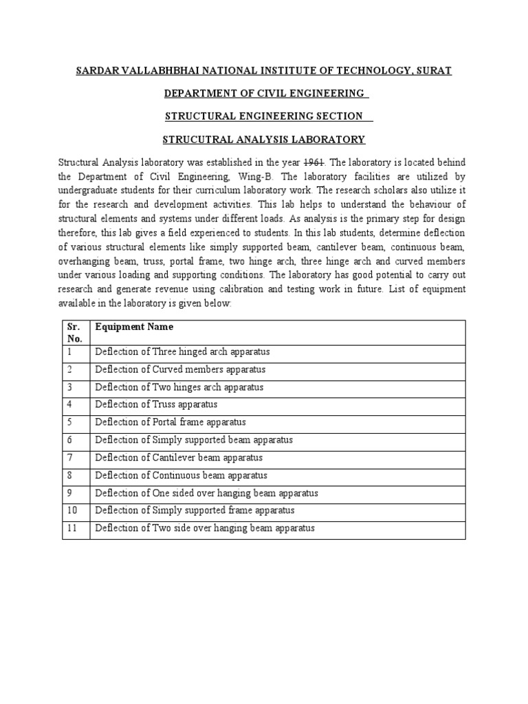 Structural Analysis Lab | PDF