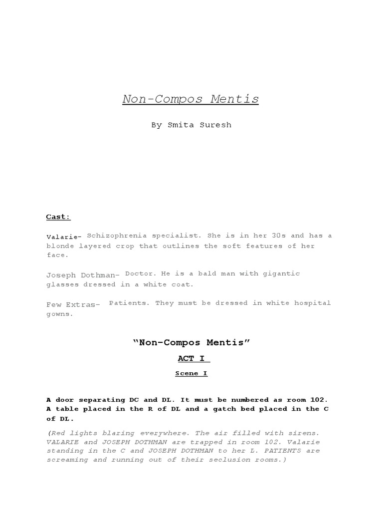 Non-Compos Mentis (The Script) | PDF