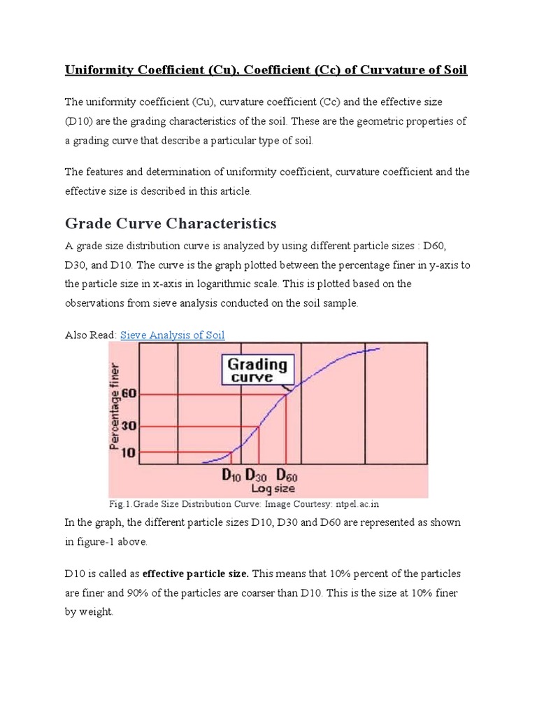 Uniformity Coefficient of Soil | PDF