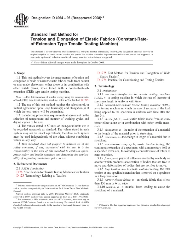 ASTM D4964-1996 (2008) E1 - 781 | PDF | Ultimate Tensile Strength ...