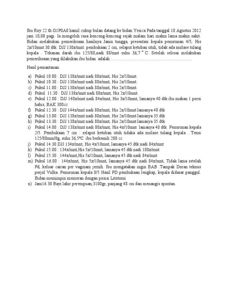 Soal Partograf 2 | PDF