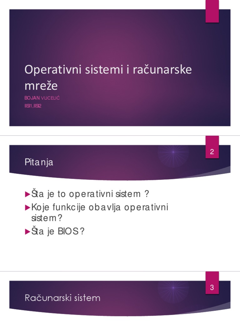 Čas 1-2 Operativni sistemi i računarske mreže | PDF