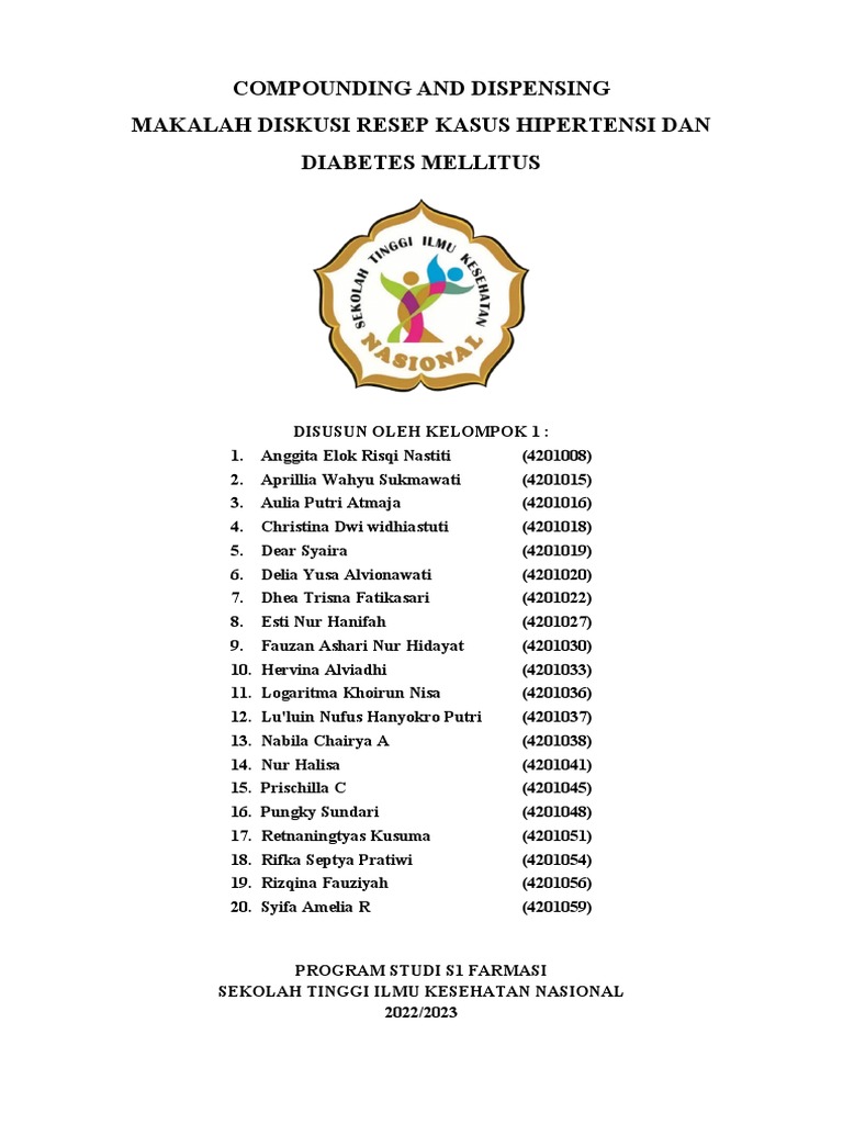 Makalah Compunding and Dispensing Kasus Hipertensi Dan DM - Kel 1 | PDF