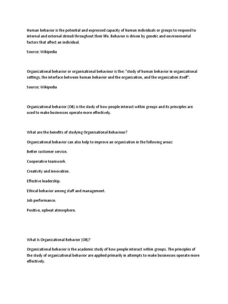 Human Behavior-WPS Office | PDF | Organizational Behavior | Behavior