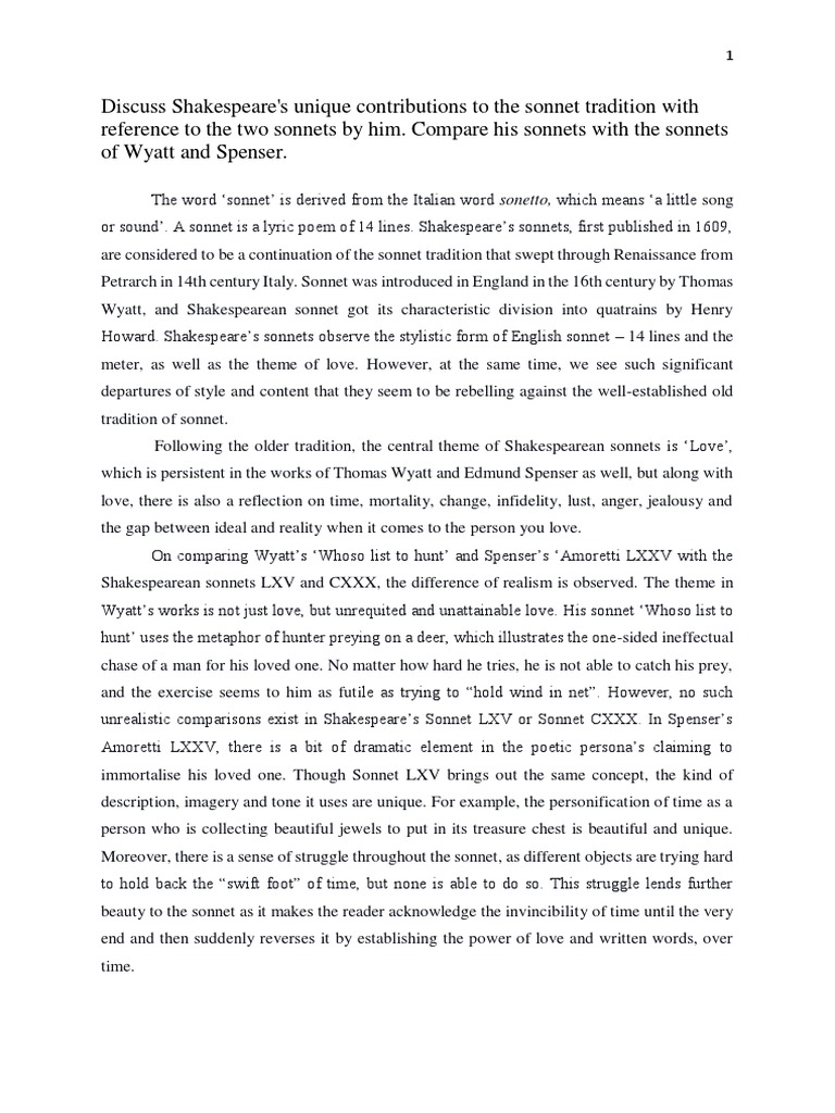 Analysis of Shakespearean Sonnets LXV and CXXX | PDF | Sonnets | Poetry