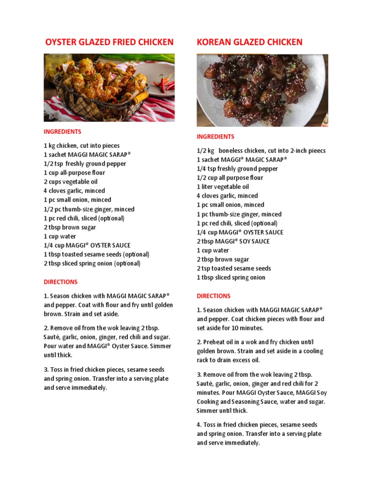 Oyster Glazed Fried Chicken | PDF | Sauce | Scallion