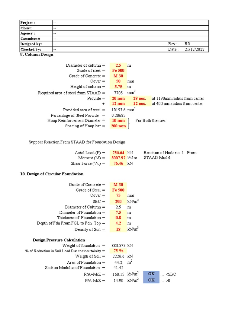Circular Column Design for Pole Suport | PDF | Column | Materials