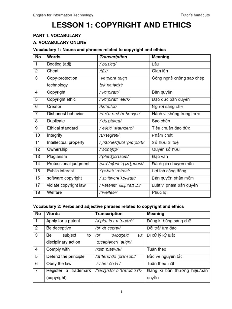 Lesson 1-Tutor's Handouts | PDF